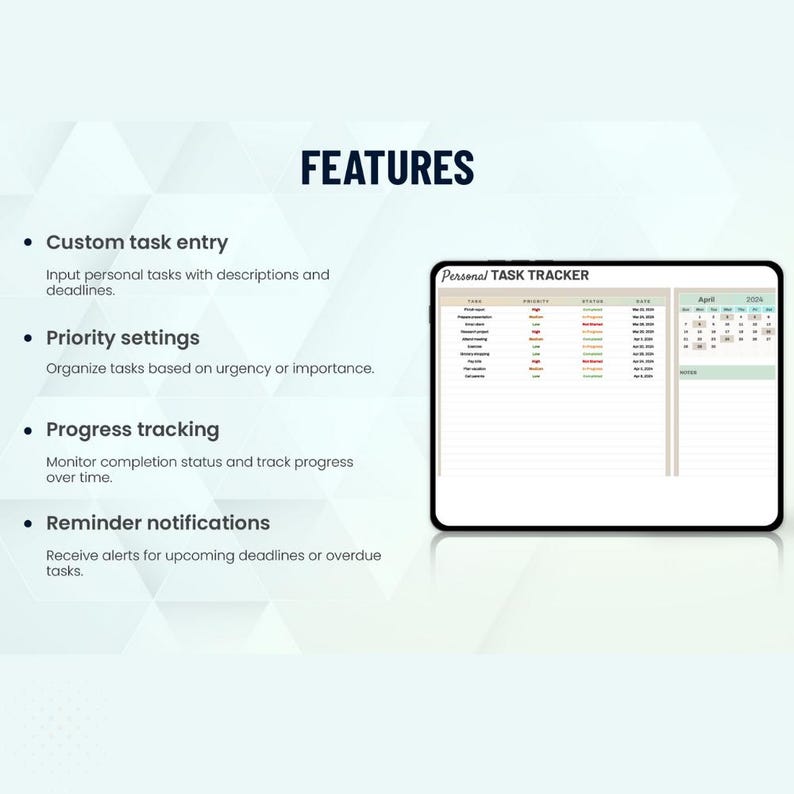 Personal Task Tracker Template Excel & Google Sheets: Organize Daily ...