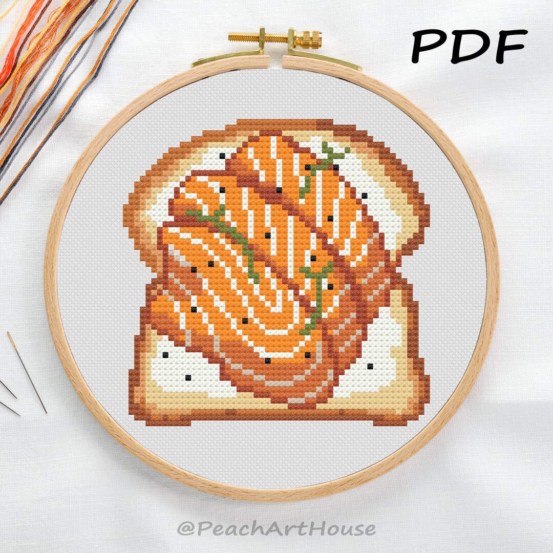 Fried Egg Toast Cross Stitch Pattern PDF, Kitchen Cross Stitch, Cute ...