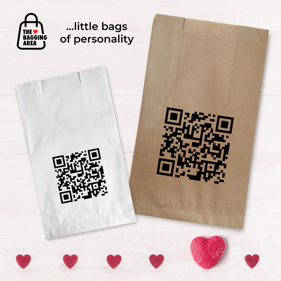 Custom QR Code Printed Paper Bags – Kraft Brown or White Personalised ...