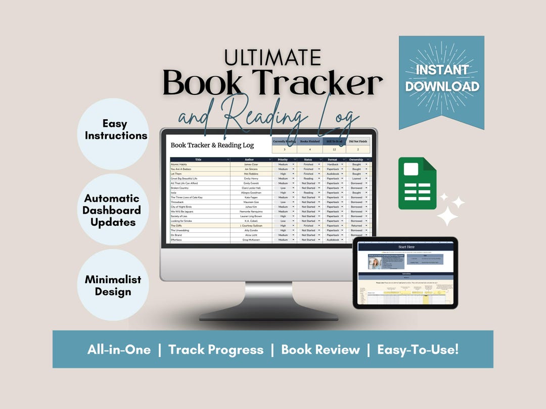 Book Tracker Spreadsheet for Reading Log Template Book Club Reading ...