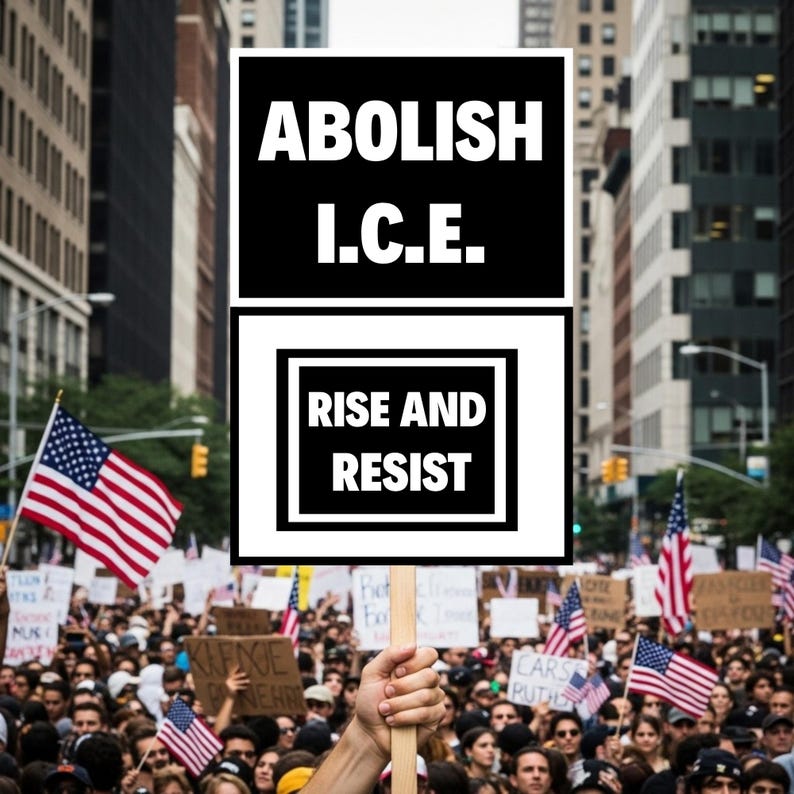 Abolish ICE Protest Sign 18"x24", Anti-trump Resistance, Political ...