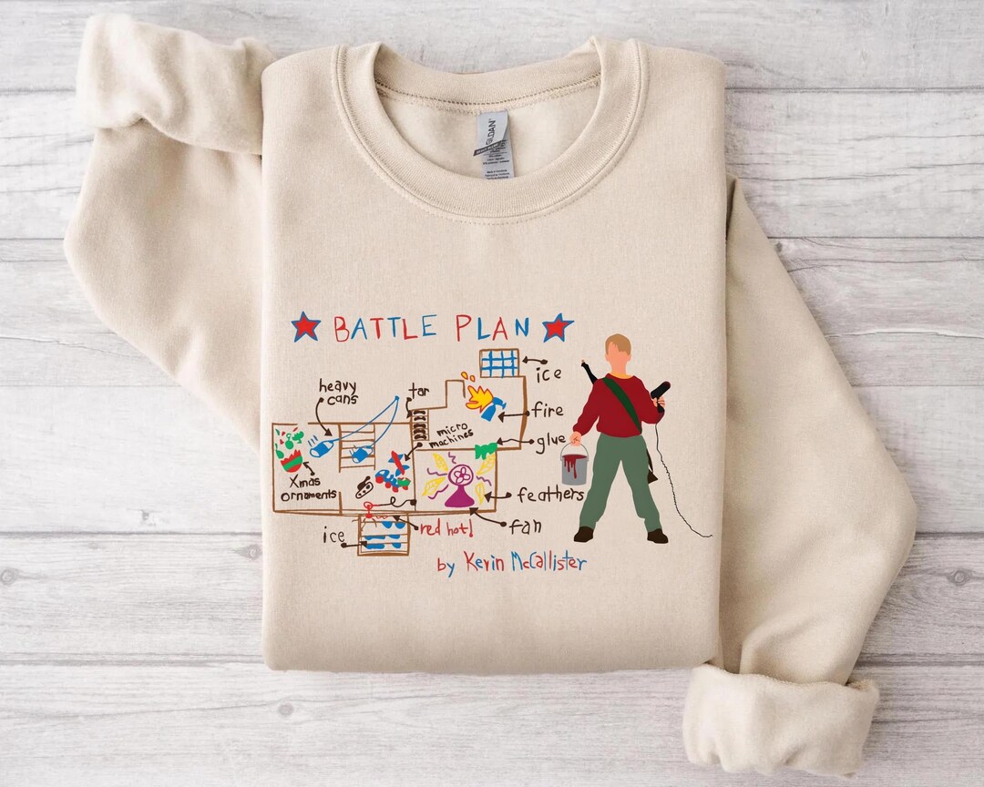 Home Alone Battle Plan Map Shirt, Kevin Battle Plan Shirt, Funny Home ...