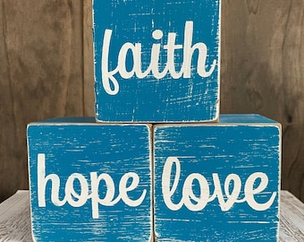 Faith Hope Love Blocks: Inspirational Wood Decor - Etsy