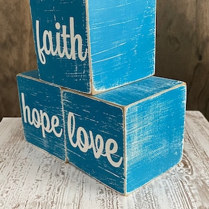 Faith, Hope, Love Wood Blocks - Etsy