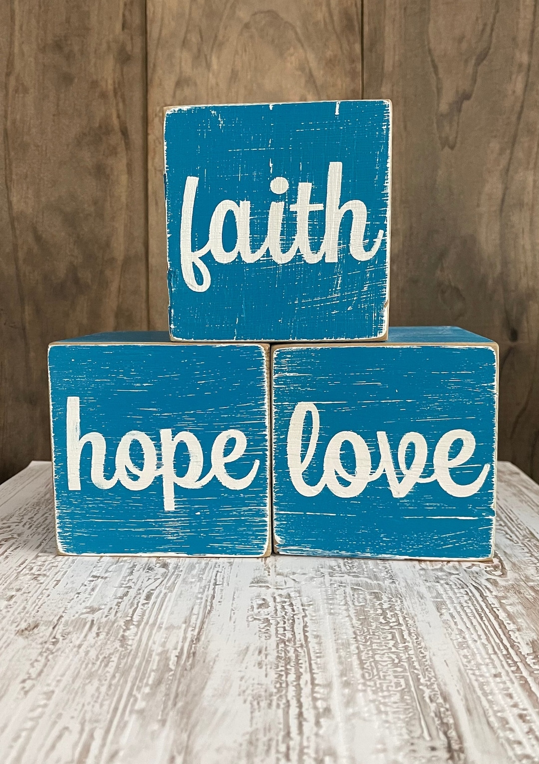 Faith, Hope, Love Wood Blocks - Etsy
