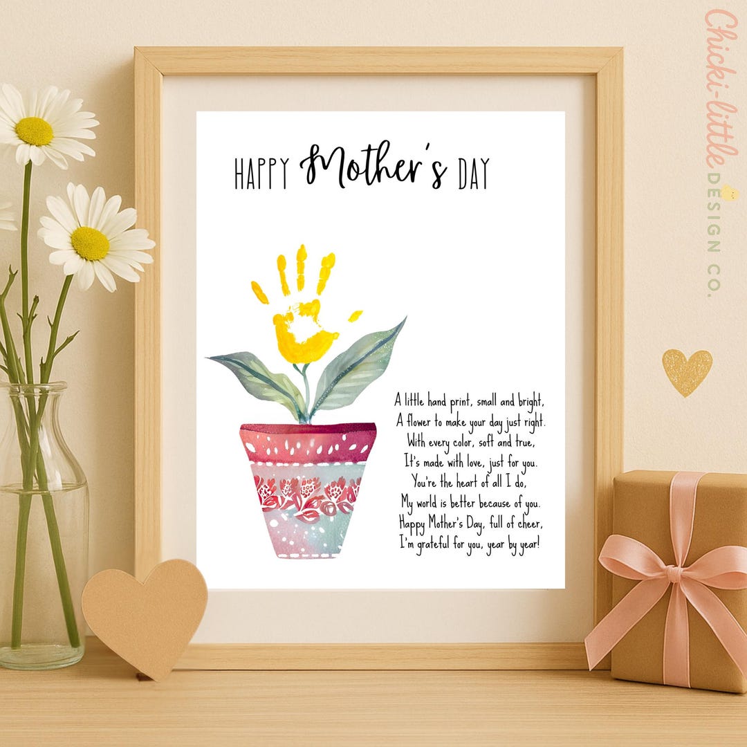 Mother’s Day Handprint Poem Printable – DIY Keepsake Flower Craft for ...