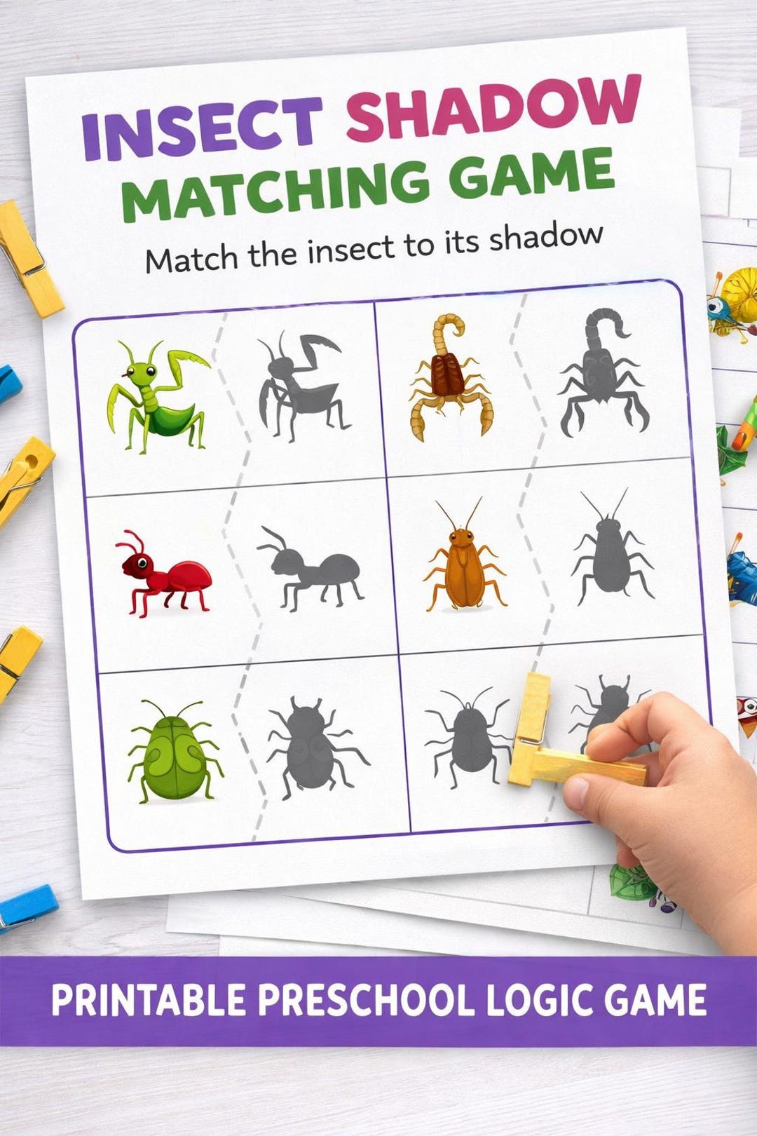 Insect Shadow Matching Game | Visual Perception & Logic Activity for ...