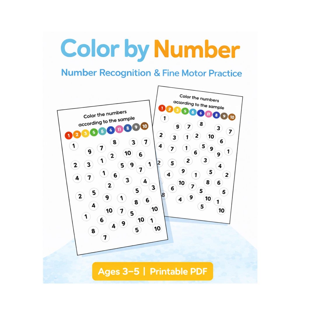 Color by Number Printable | Number Recognition & Fine Motor Activity ...