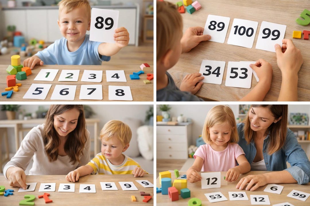 Numbers 1–100 Flash Cards | Number Recognition Printable for Preschool ...