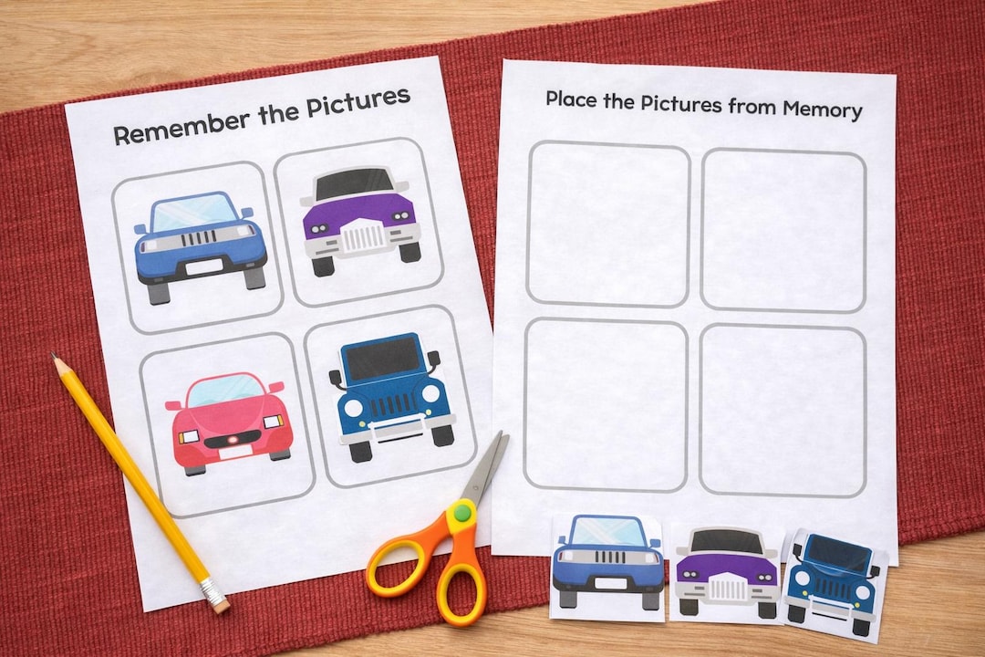 Remember & Place Visual Memory Game | Cut and Paste Activity for ...