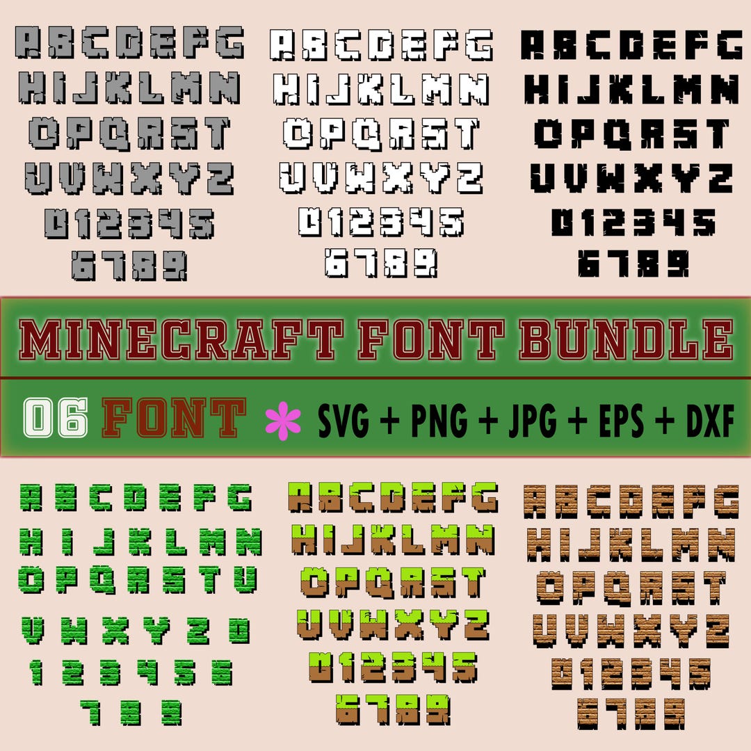 06 Minecraft Font Svg Bundle, Minecraft Alphabet, Minecraft Gamer, Gift ...