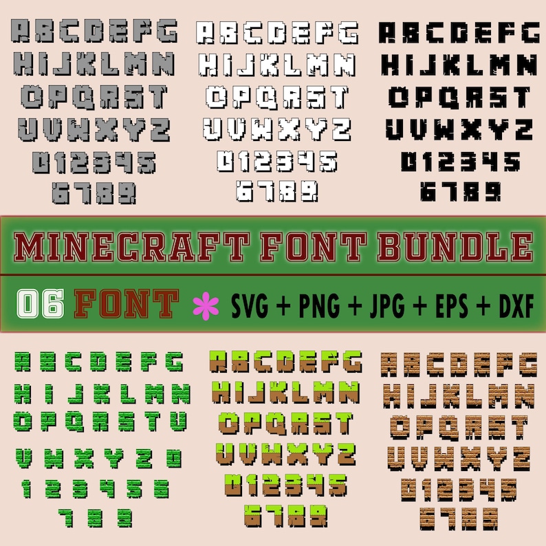 06 Minecraft Font Svg Bundle, Minecraft Alphabet, Minecraft Gamer, Gift ...