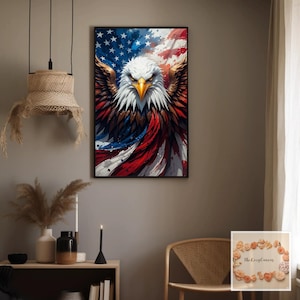 Patriotic Bald Eagle Wall Art – American Flag Painting, USA Decor ...