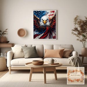 Patriotic Bald Eagle Wall Art – American Flag Painting, USA Decor ...