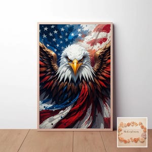 Patriotic Bald Eagle Wall Art – American Flag Painting, USA Decor ...