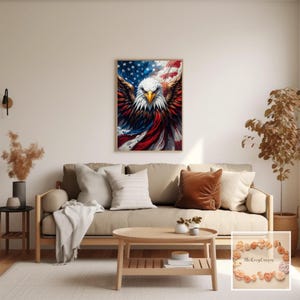 Patriotic Bald Eagle Wall Art – American Flag Painting, USA Decor ...