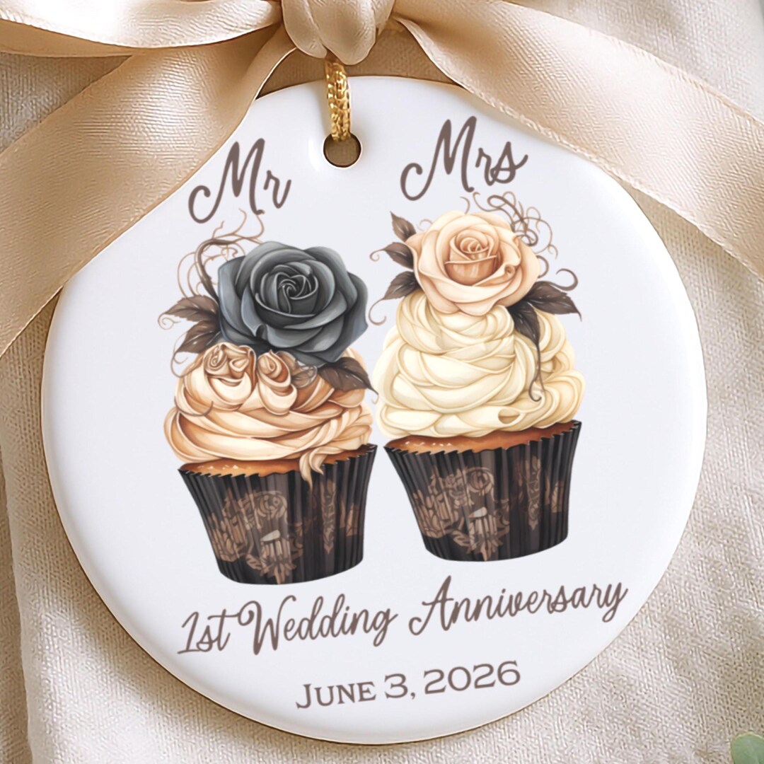 First Wedding Anniversary Gift, Personalized Ceramic Ornament, 1st Year ...
