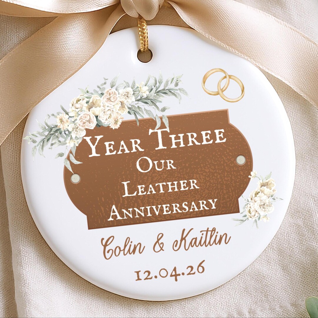 Personalized 3rd Wedding Anniversary Gift, Ceramic Ornament, Third Year ...