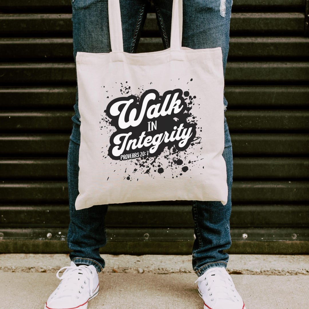 Walk in Integrity Tote Bag, Men's Christian Bag, Bible Study Gift Tote ...