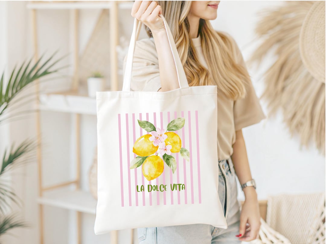 La Dolce Vita Lemon Tote Bag, Italian Citrus Design - Etsy