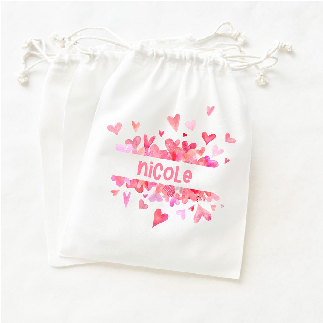 Personalized Hearts Valentine Goodie Bag: Classroom Favor - Etsy