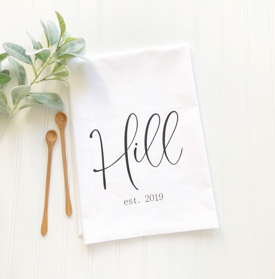 Tea Towel, Personalized Tea Towel, Wedding Gift for Newlyweds, 2nd ...