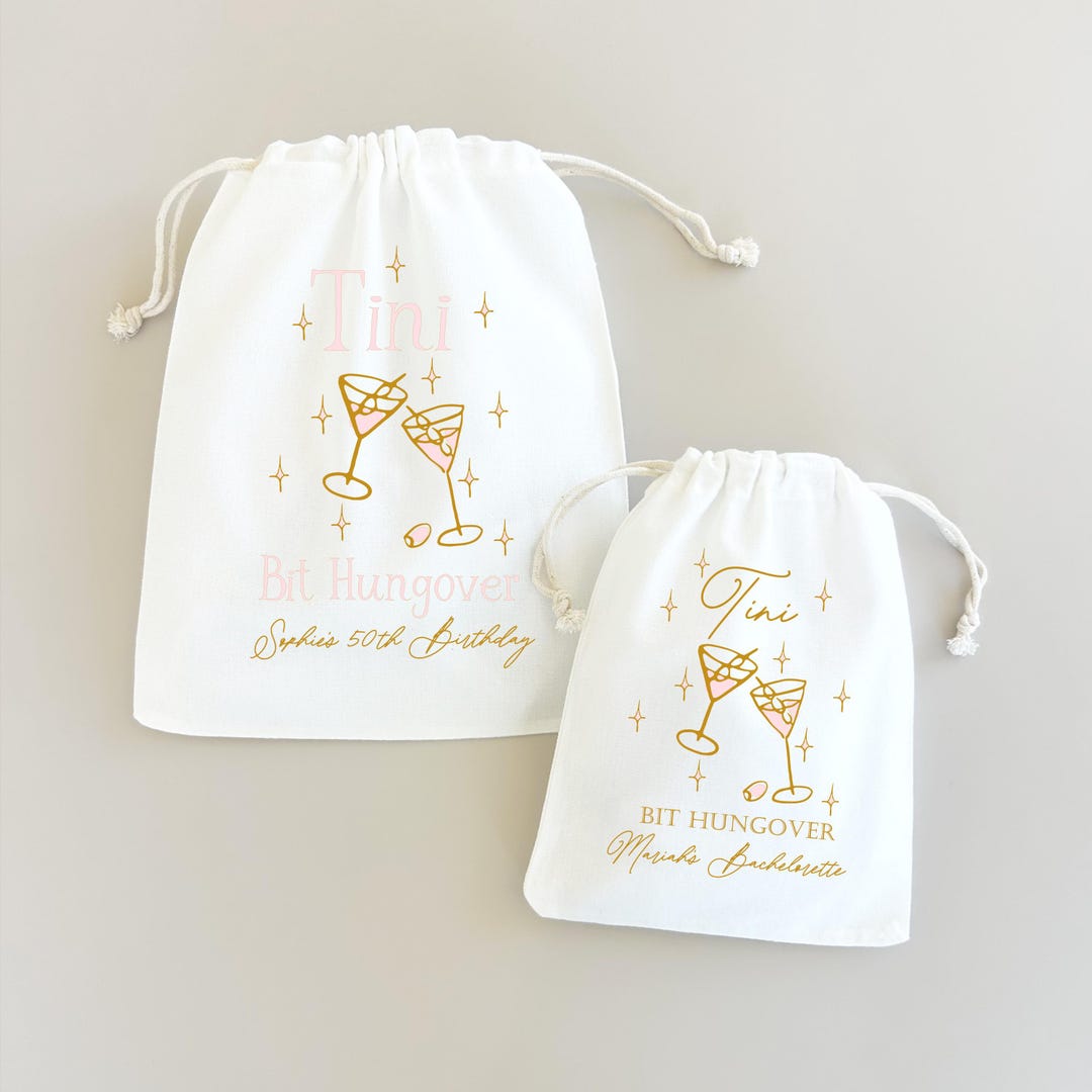 Tini Bit Hungover Drawstring Favor Bags Bach Weekend Welcome Bags ...