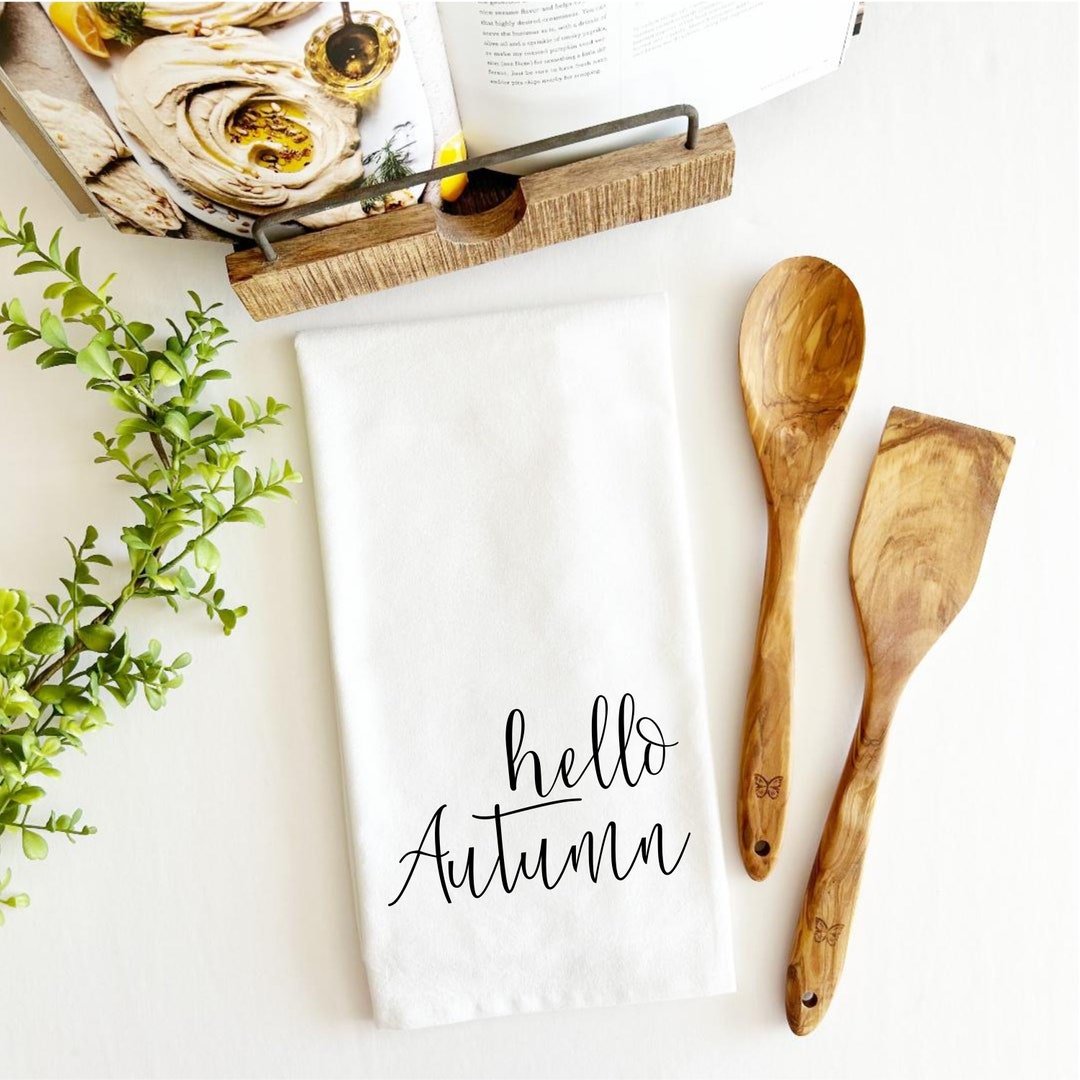 Hello Autumn Tea Towel Fall Towel Thanksgiving Tea Towel Fall Decor ...
