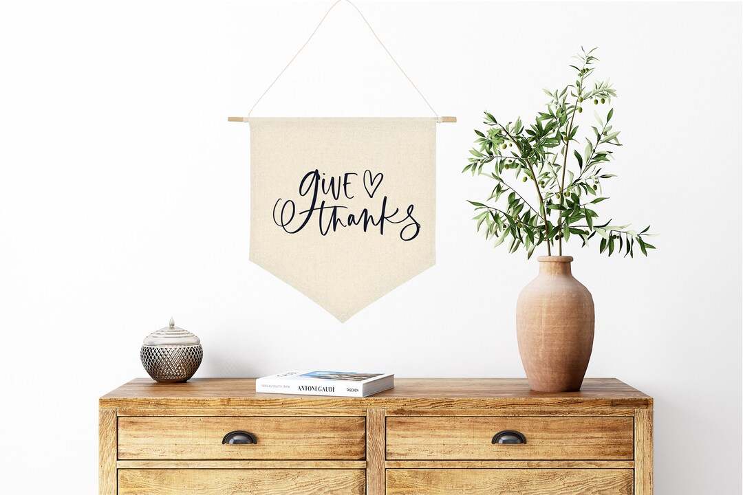 Give Thanks Wall Banner, Fall Decor, Thanksgiving Decor, Wall Art, Wall ...