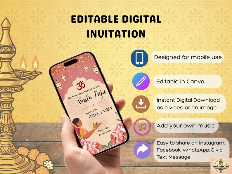 Animated Vastu Puja Invitation | Editable Griha Pravesh Video Invite ...