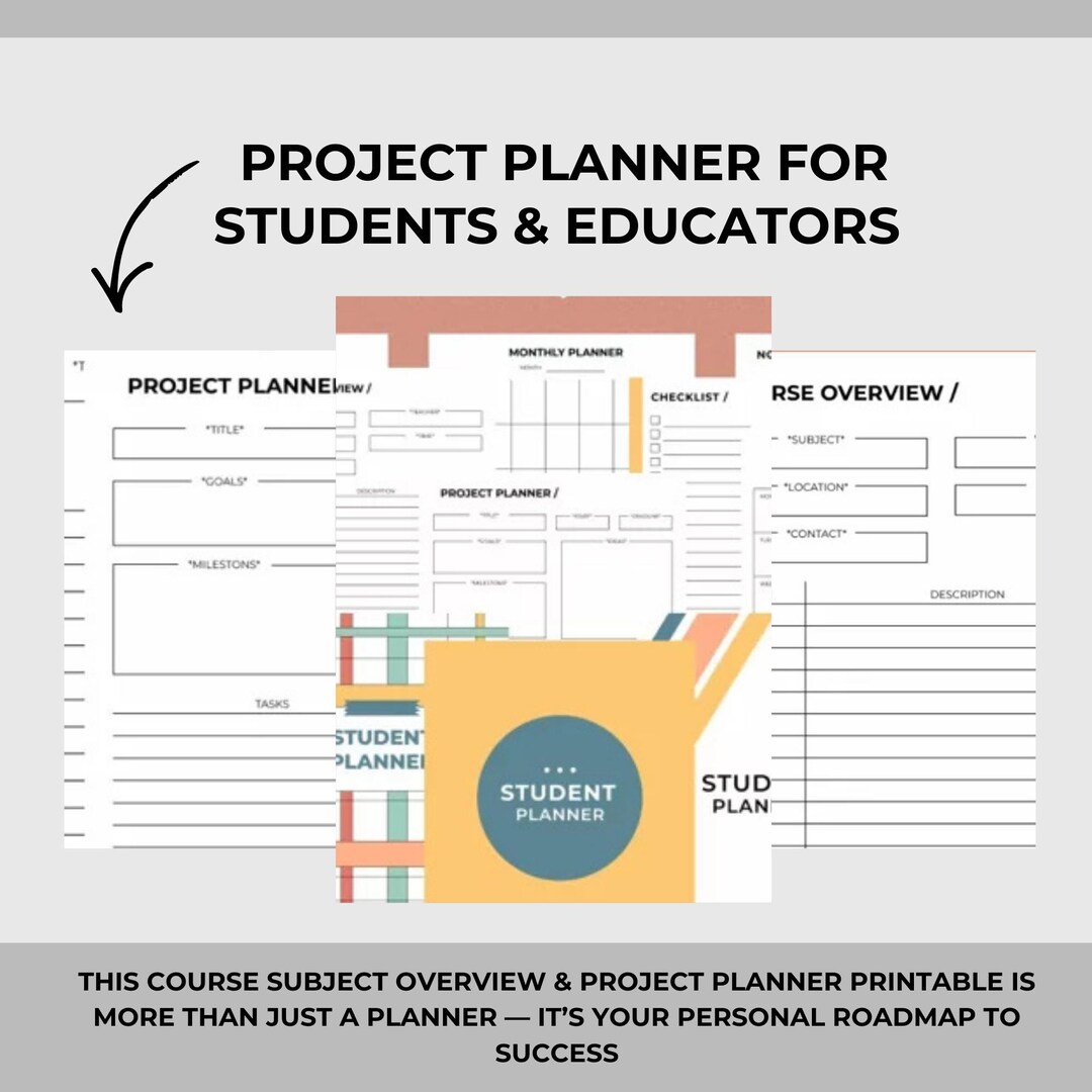 Course Subject Project Planner Printable | Academic Planner, Study ...