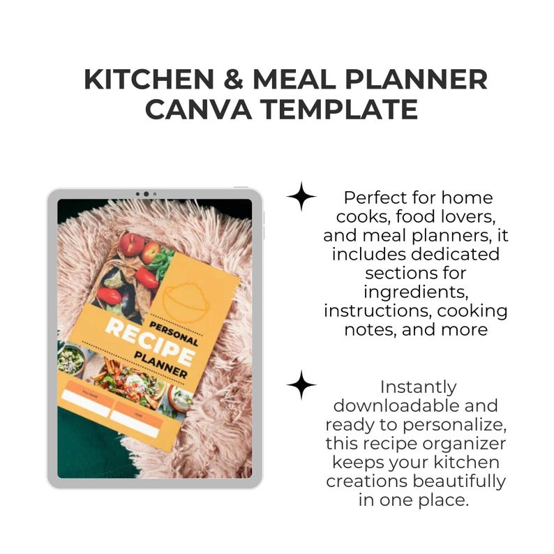 Personal Recipe Planner Canva Template Bundle – Editable Recipe ...