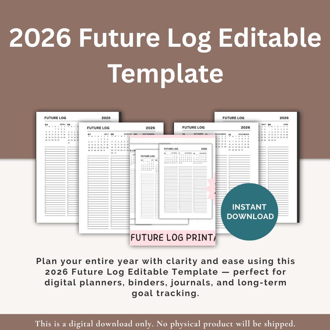 2026 Future Log Planner Bundle | Editable Canva Template + Printable ...