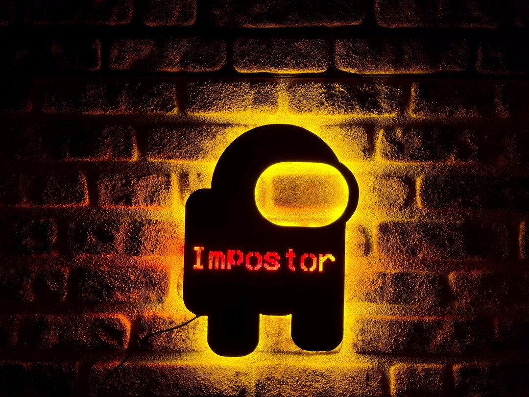 Among Us Imposter LED Sign: Handmade Wood Wall Decor, Among Us Imposter ...