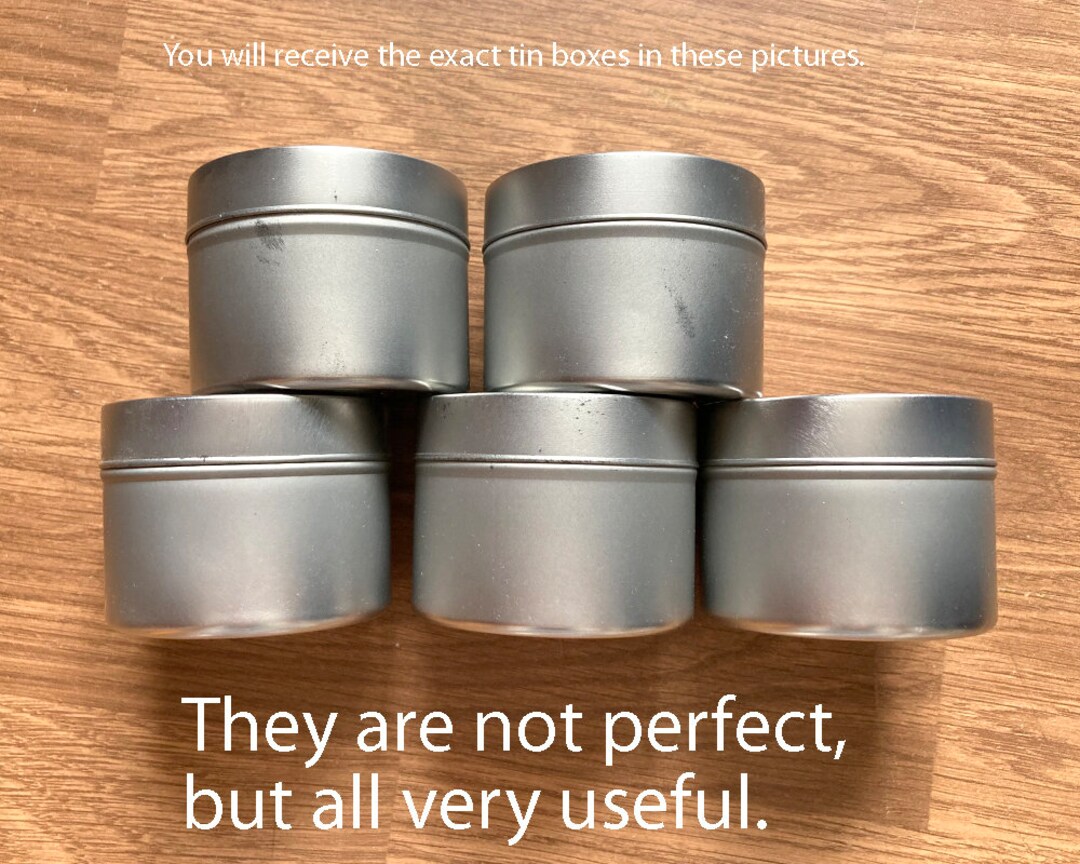 A Set of 5 Non-perfect Round Seamless Tin With Solid Lids, 100ml ...