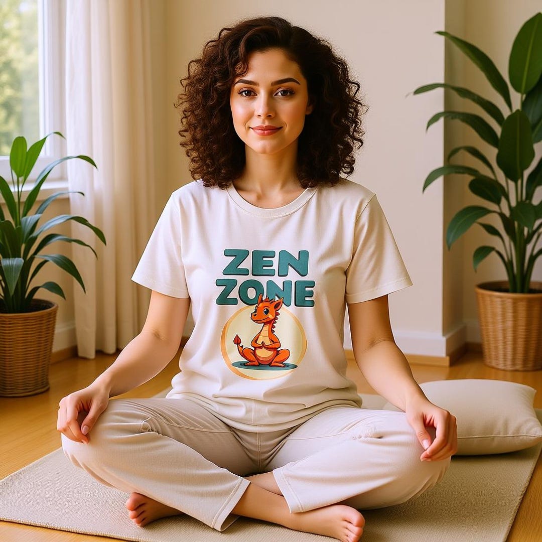 Zen Zone Dragon T-shirt – Meditating Cartoon Tee – Mindful Fantasy ...