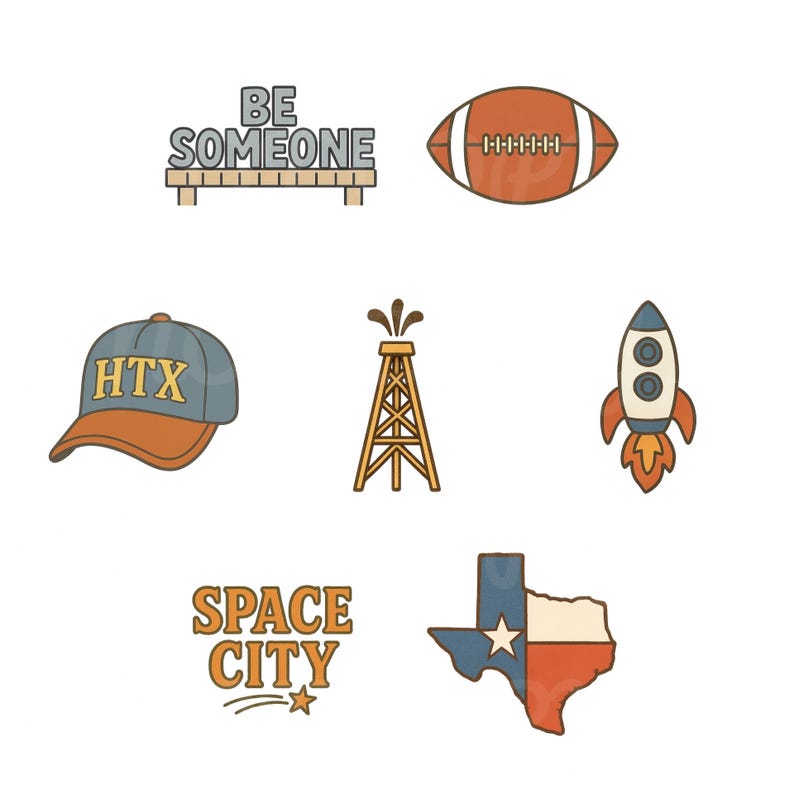 Houston Texas Themed PNG Clip Art Digital 7 Downloads With Transparent ...