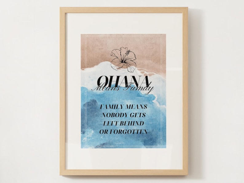 Lilo & Stitch - Ohana; Vertical Nostalgic Digital Print; Disney Quote ...