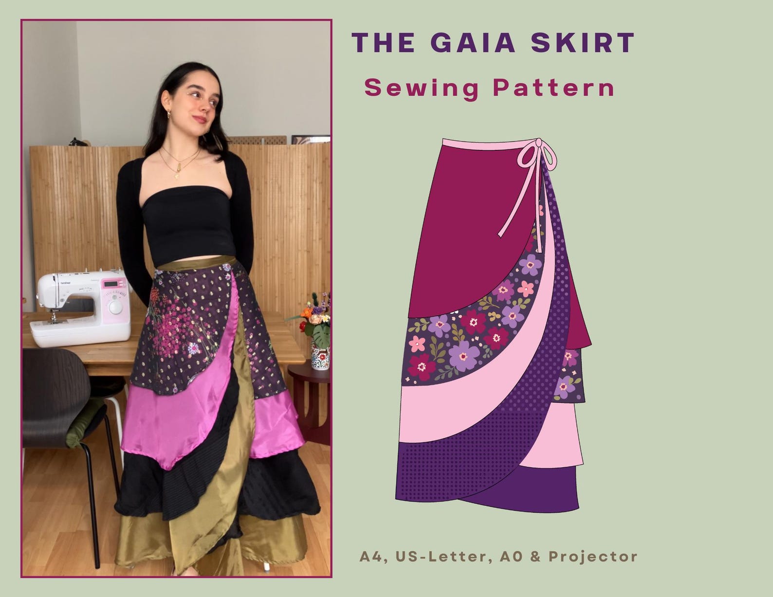 Gaia Skirt PDF Sewing Pattern | Size Inclusive | Video Tutorial ...