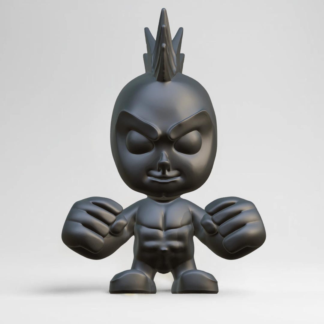Grumpy Champ Color Me Toy – Black Matte 3D Printed Figurine, DIY Action ...