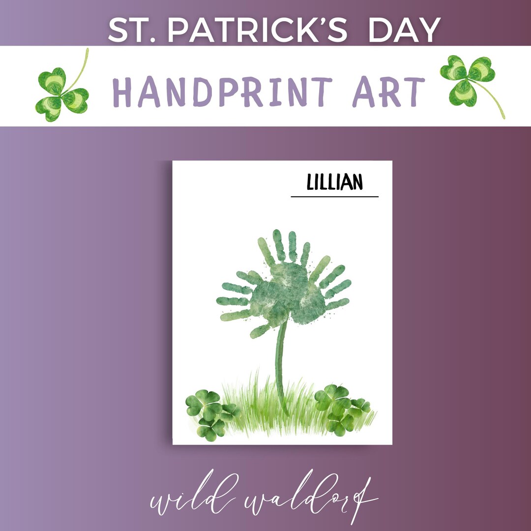 Shamrock Handprint Craft Printable for Preschool St. Patrick's Day - Etsy
