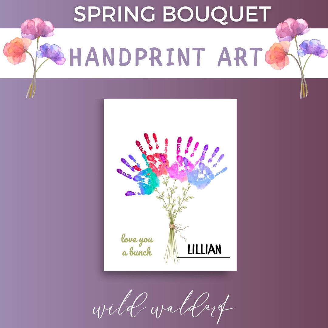 Spring Handprint Flower Craft Printable Bouquet Keepsake - Etsy