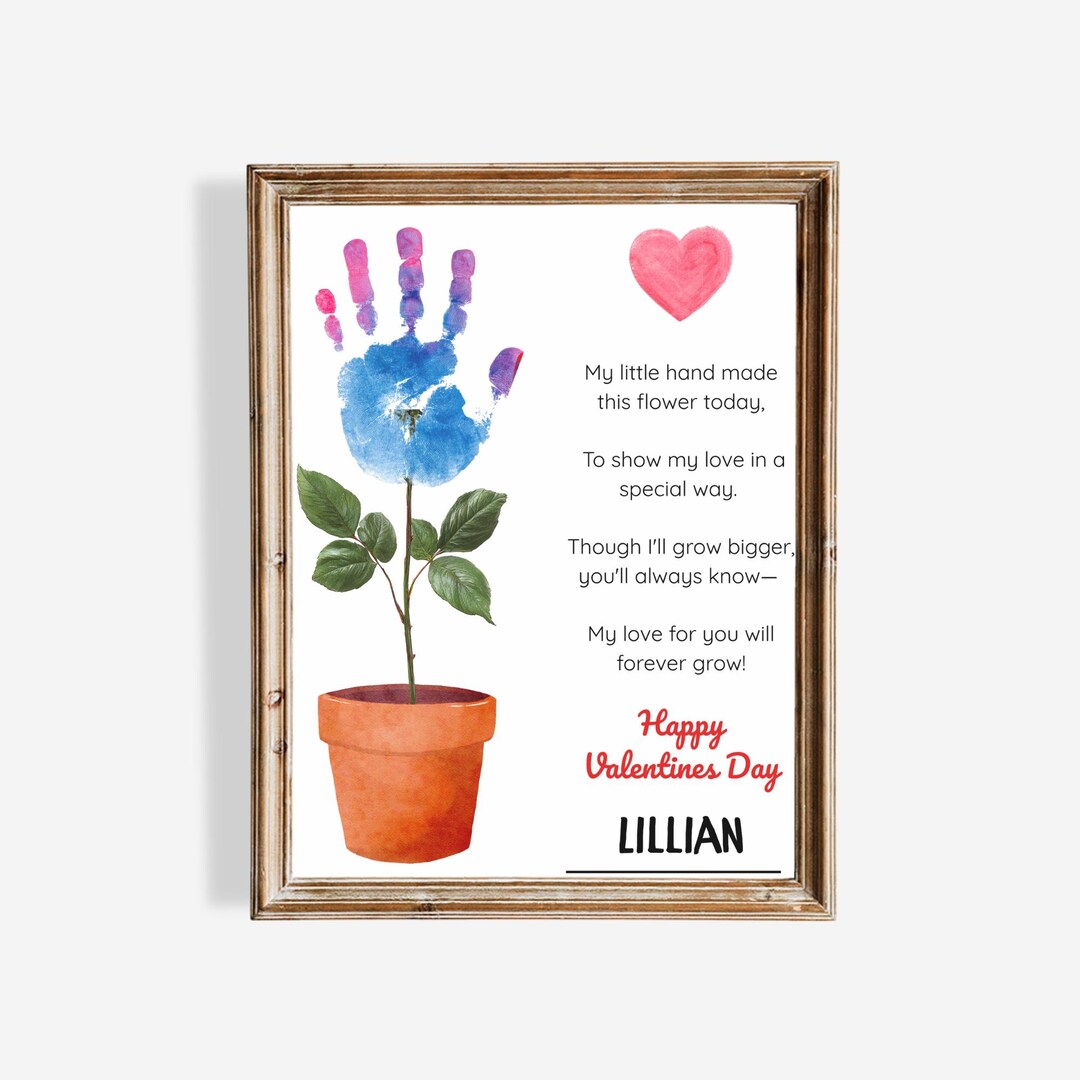 Flower Pot Valentines Day Handprint Craft Activity for Preschoolers - Etsy