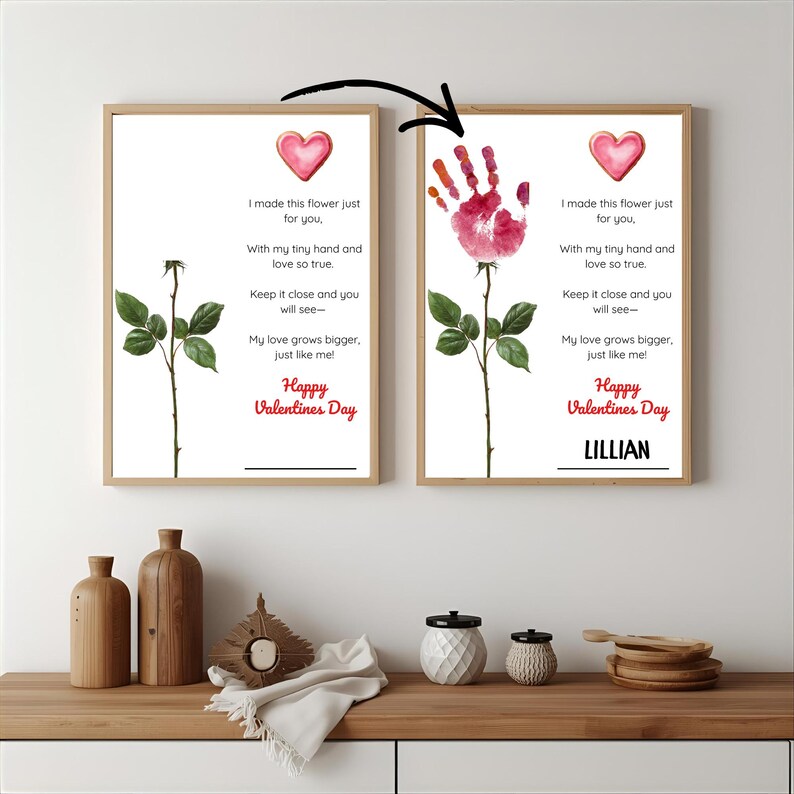 Rose Valentines Day Handprint Craft Activity for Preschoolers - Etsy