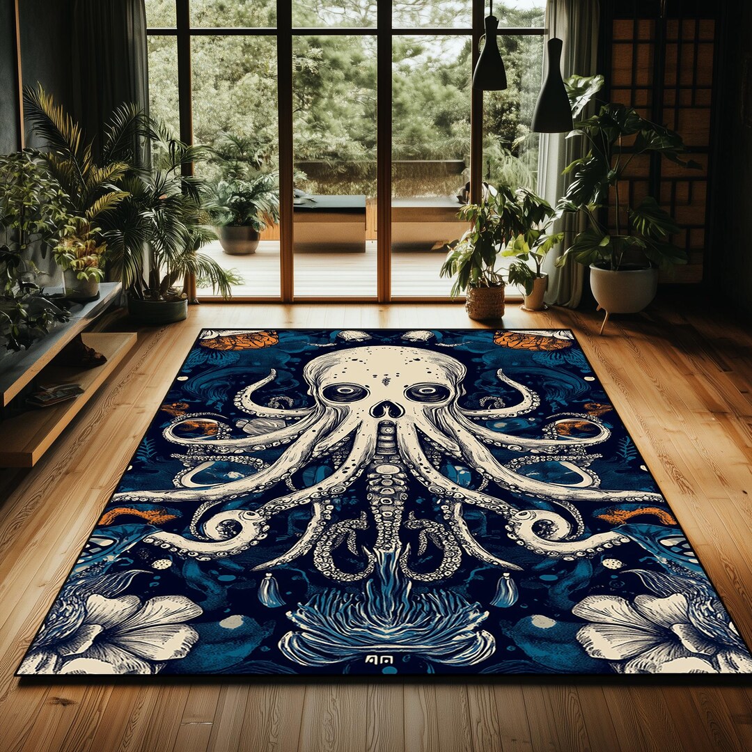 Octopus Tentacle Rug – Dark Ocean Gothic Carpet With Deep Sea Kraken ...