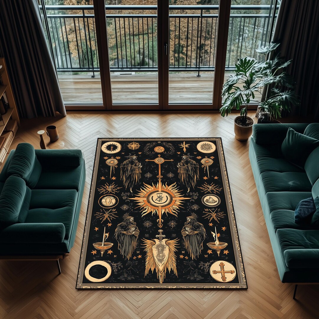 Mystical Sun and Moon Rug: Gothic Esoteric Home Decor - Etsy
