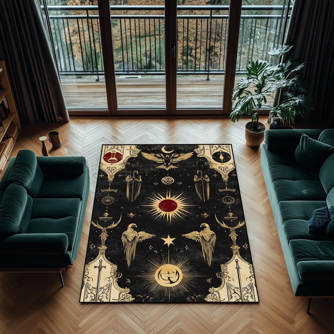 Mystical Occult Symbol Rug: Gothic Boho Decor - Etsy