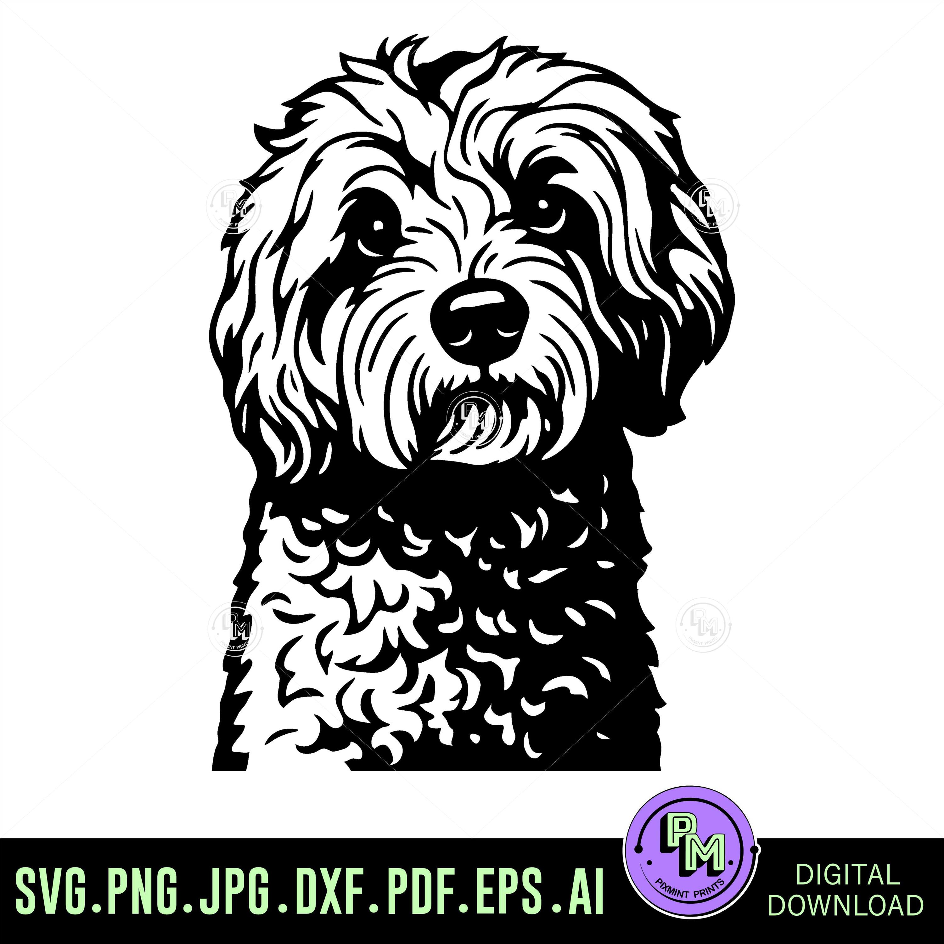 Doodle Dog SVG Portrait, Goldendoodle Labradoodle Puppy Face Cut File ...