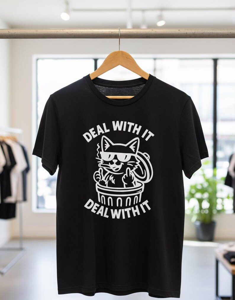 Deal With It Cat SVG | Funny Meme Cat Cut File | Cool Trash Can Cat ...