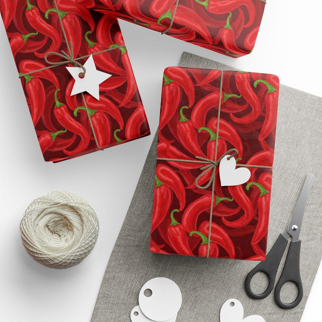 Cayenne Pepper Red Chili Pepper Pattern Wrapping Paper | Spicy ...